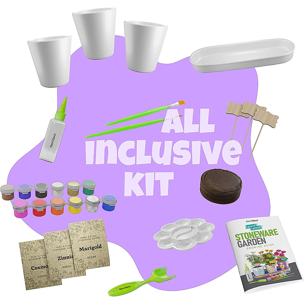 Paint & Plant Stoneware Flower Gardening Kit - Easter Gifts for Girls & Boys Ages 6-12 - Kids Arts & Crafts Project Birthday Gift, STEM Activity for Age 6, 7, 8, 9, 10, 11 & 12 Year Old Girl