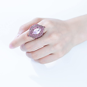 CKHAO Women Ring - 32mm Turkish Style Pink Gemstone Vintage Ring Women Jewelry J0769PINK (7)