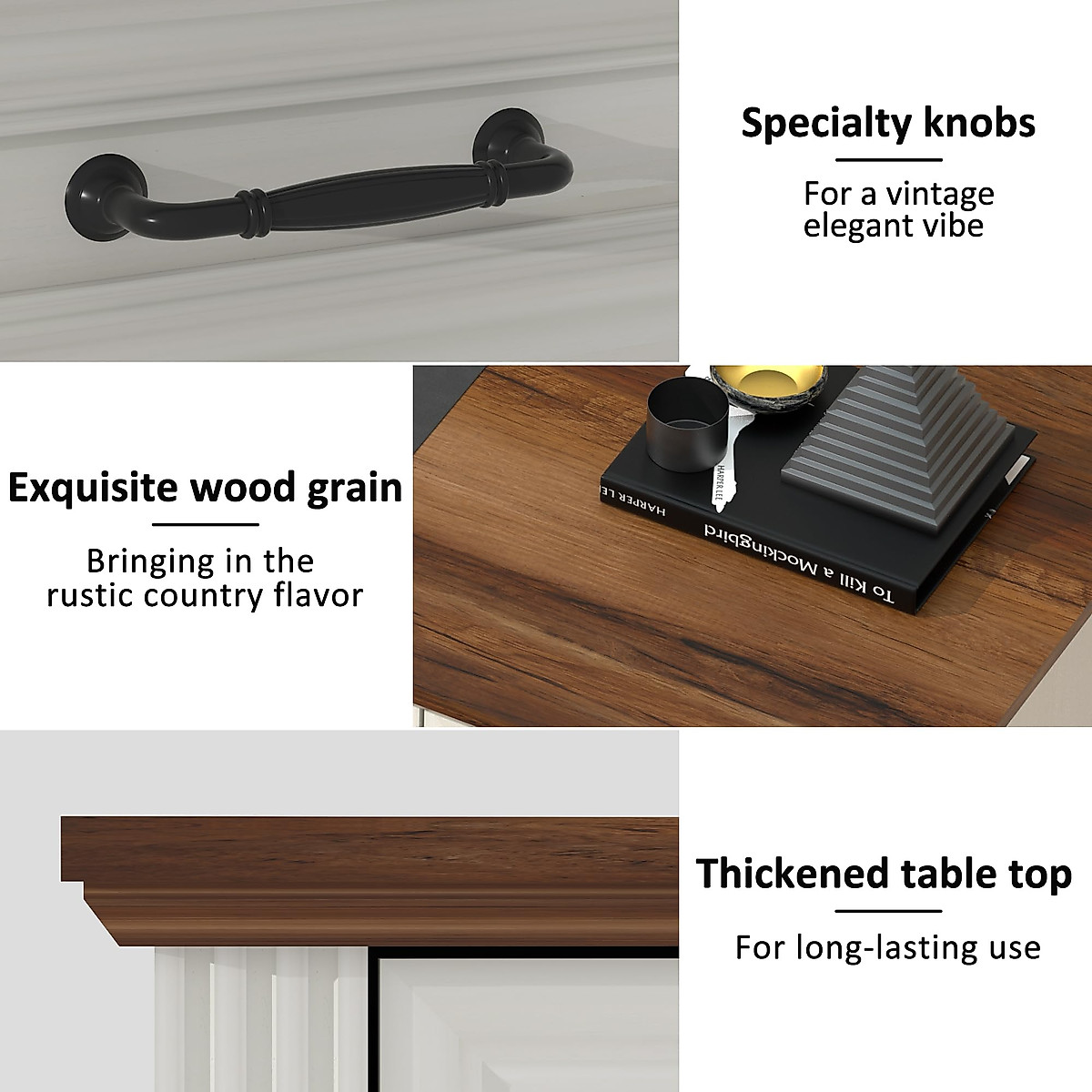 AHB 58" Executive Desk, Home Office Desk with Drawers and Cabinet, Wooden Workstation with Storage, Farmhouse Desk for Writing, Studying, Working