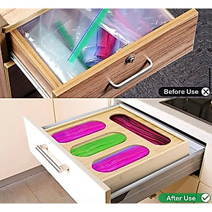 Bag Storage Organizer, Kitchen Drawer Organizer, Bag Storage, Gallon Quart Sandwich Snack Bag Holder, 12x12x3'' (VS1031406008)