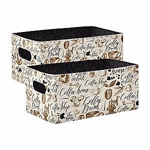 Coffee Storage Basket Felt Storage Bin Collapsible Felt Storage Cloth Baskets Containers Organizer for Clothes Towels Magazine