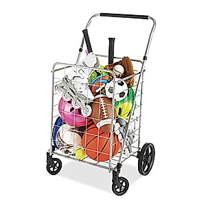 Whitmor Utility Cart with Adjustable Height Handle-Silver/Black