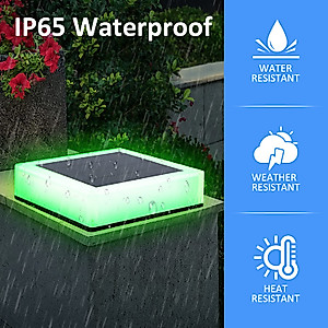 T-SUN Solar Post Caps Lights, RGB Changing Color Solar Post Lights Outdoor, IP67 Waterproof Solar Powered Fence Lights Deck Post Cap Lights for Garden Fence Patio