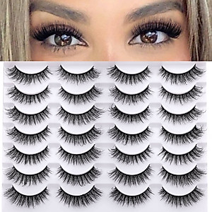 Cat Eye Lashes Natural Look Fluffy False Eyelashes Mink 6D Wispy Eye Lashes Pack Short Fake Lashes for Women by HeyAlice,14 Pairs
