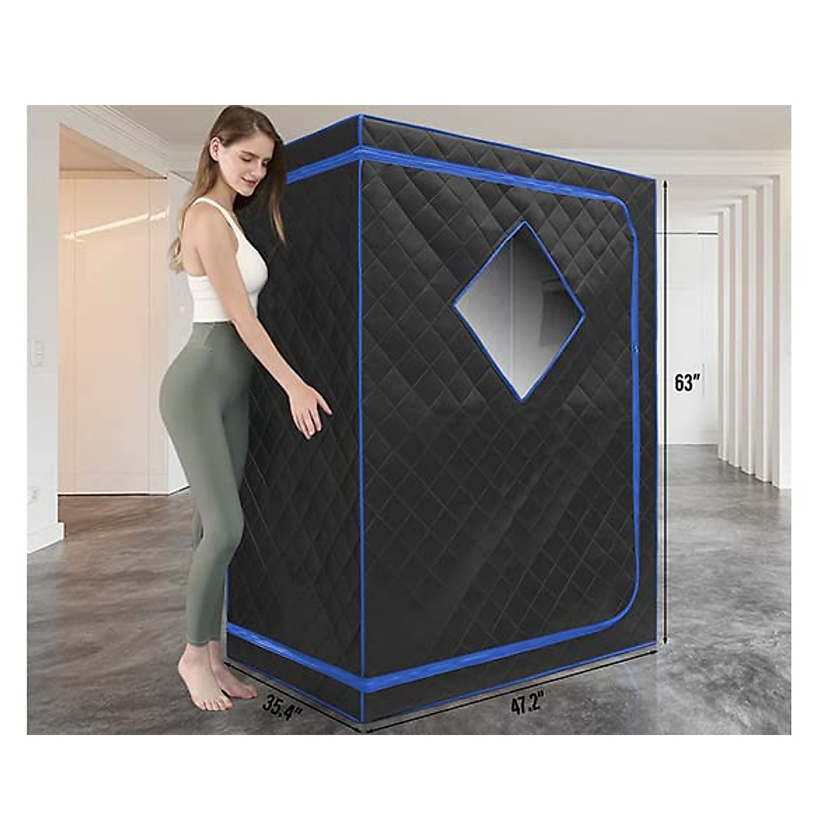 ZONEMEL Full Size Personal Far Infrared Sauna for Home, Large Space for 1 or 2 Person Saunas for Relaxation & Detox, Private Sauna with 2 Portable Sauna Chairs (L47.2 x W35.4 x H63) (Black)