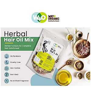 Herbal Hair Oil Mix of 21 Herbs for Thick Long Hair Growth 150 grams, Hairfall, Hair Repair, Scalp Care, Haircare Products Both for Men & Women - Way4Organic