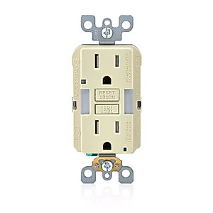 Leviton GFCI Outlet with Guidelight, 15 Amp, Self Test, Tamper-Resistant with LED Indicator Light, Replaces Plugged in Night Light, GFNL1-I, Ivory