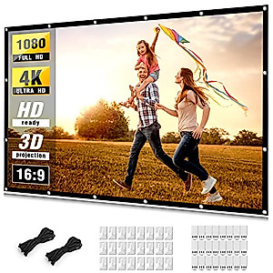 Projector Screen 150 inch, Taotique 4K Movie Projector Screen 16:9 HD Foldable and Portable Anti-Crease Indoor Outdoor Projection Double Sided Video Projector Screen for Home, Party, Office, Classroom