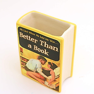 Better than a Book, snarky pencil holder, funny gift for reader, book vase LennyMud by Lorrie Veasey