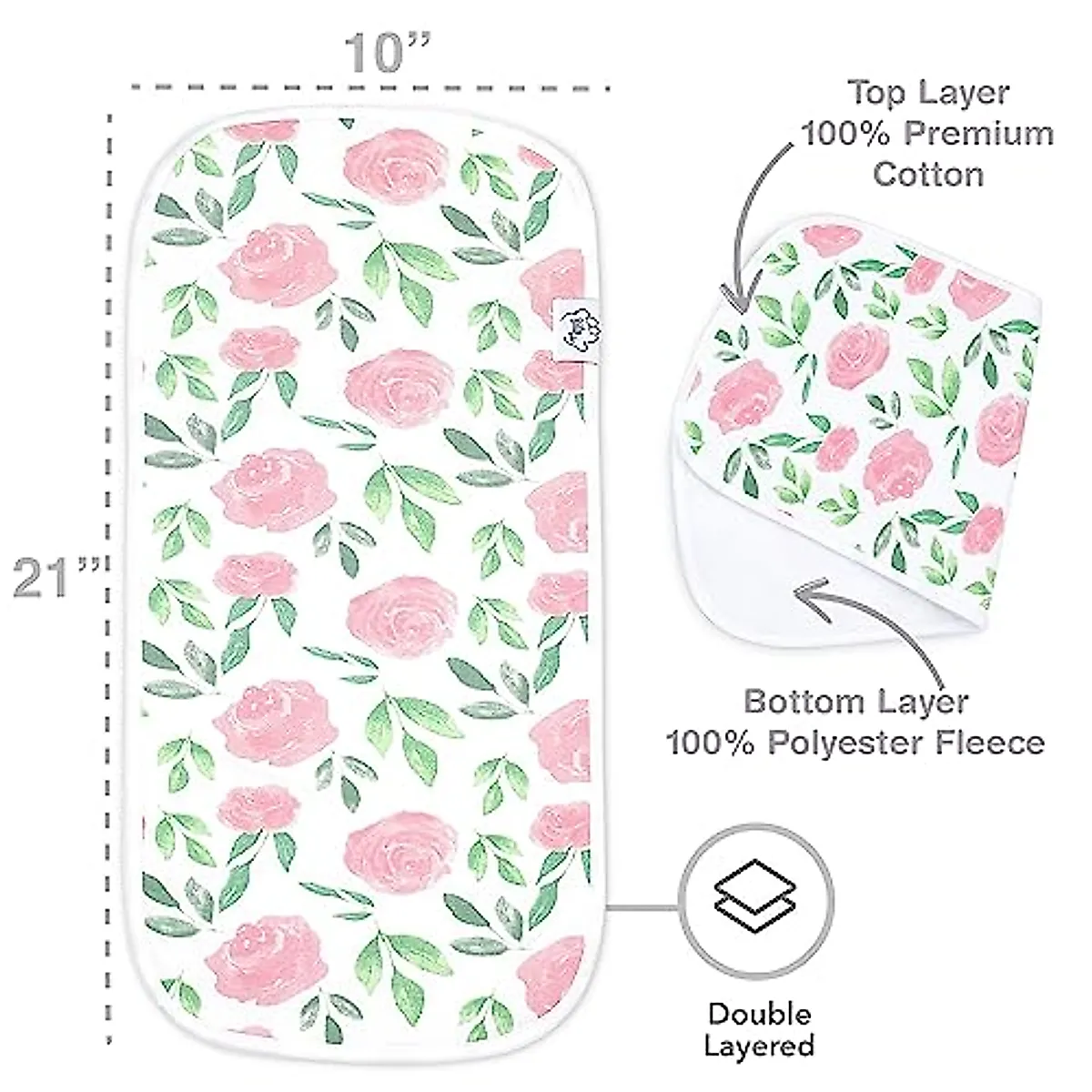 Baby Burp Cloths - 5 Pack Large - Double Layered Top Layer 100% Cotton and Bottom Layer 100% Polyester Fleece Absorbent Burping Cloth Extra Absorbent Baby Burp Cloth Extra Soft for Girls