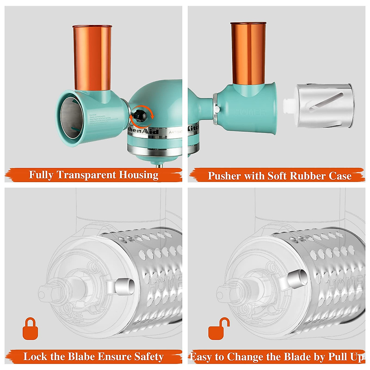 Slicer Shredder Attachment for Kitchen Aid Stand Mixer, Food Slicer for Kitchen Aid Mixer, Vegetable Slicer Attachment for Kitchenaid, Salad Maker with 3 Blades(Light Green)