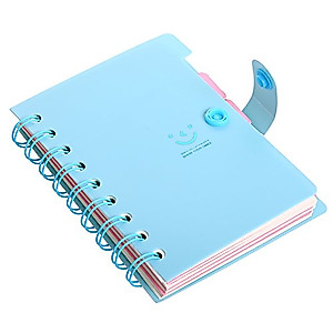 Pocket Spiral Journal Mini Notebook, Traveler Cute Diary, 5 Subject Planner, Ruled Small Writing Paper Hard Cover Notepad, Index Label, 100 Sheets, 5.1"×3.5" Smile Printed Memo Pad