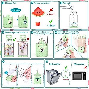 PopBabies Smoothie Blender, Portable Blender and single-serve Personal Blender, Blender to go Updated Version Apple Green