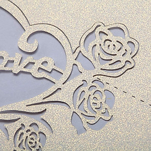 BinaryABC Wedding Party Table Name Place Cards with Rose Love Heart,50pcs - White