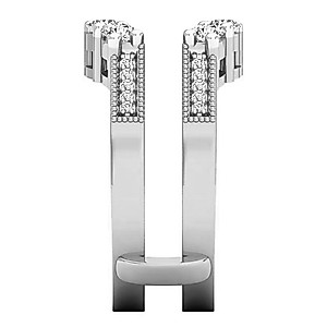 Dazzlingrock Collection 0.85 Carat (Ctw) 10K Round White Diamond Ladies Wedding Double Ring, White Gold, Size 6