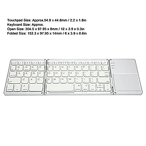 LMOLING Folding BT Keyboard, Wireless Portable Keyboard, 63 Keys Metal Ultra Thin Mini Folding Keyboard with Touchpad for Tablet Smartphones(Silver)