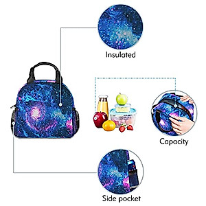 Galaxy Backpack Set Girls Boys Lightweight Bookbag with Insulated Lunch Bag for Travel Camping Outdoor Sport