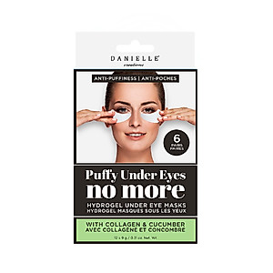 Danielle Puffiness No More Hydrogel Undereye Masks, 6 Pairs, Collagen & Cucumber, 6 Count