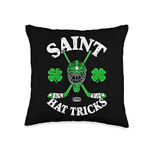 Generic St Patricks Day Saint Hat Tricks Hockey Lover Shamrock Irish Throw Pillow, 16x16, Multicolor