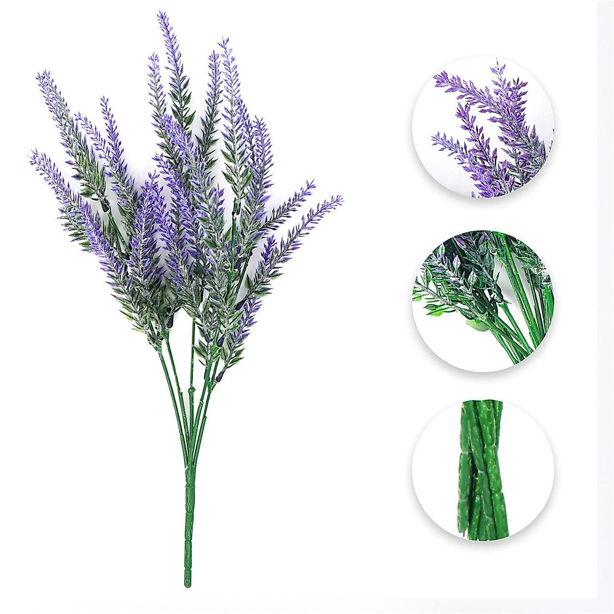 LZXD 12 Bundles Artificial Lavender Flowers,Flocked Plastic Lavender Bundle,Fake Grasses Plants for Indoor Outdoor Home Kitchen Office Table Decoration Garden Porch Window Box Decorating