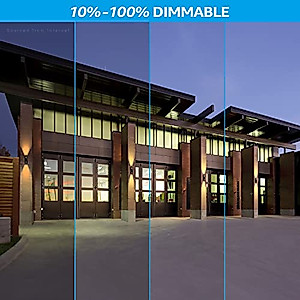 LEONLITE Dimmable LED Up Down Wall Light, 100-277V, CRI 90+, UL Listed IP65 Waterproof Wall Lamp, 10%-100% Dimmable Commercial Outdoor Wall Light, 14 Inch Modern Porch Light, 1600LM 3000K, Pack of 2