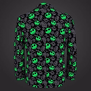 Disney Tim Burton's The Nightmare Before Christmas Glow in the Dark Half Suit and Light Up Tie for Adults, Size S/M