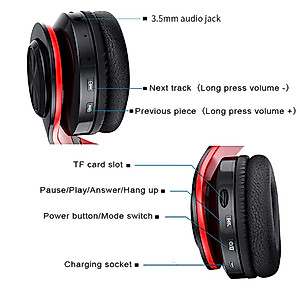 Docooler Cat Ear Headphones, Gaming Headphone with Microphone, Stereo Hi-Fi Soun, Foldable Comfortable, Adjustable Wireless/Wire Over Ear Headset for Girls, Teenagers, Adults, Gaming - Pink