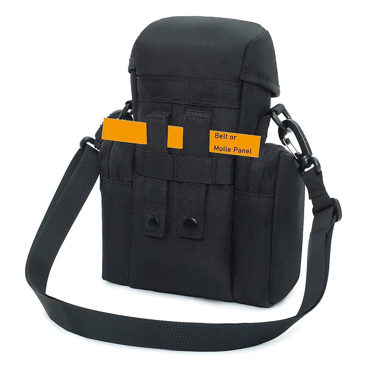 Tactical Molle Water Bottle Pouch Multi-Purpose 128 oz Buckle Secured Top Water Bottle Holder Bag Hydration Carrier with Shoulder Strap (Black)