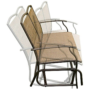 UYSB Patio Rocking Bench 2 Person Chair w/Armrest Loveseat Backyard Chair Rocking Chair Rocker Chair Rocker Camp Chair Rocker Recliner Rocking Camp Chair Rocking Chairs Outdoor Rocking c