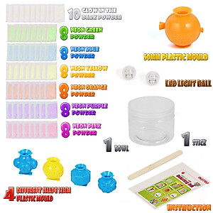 DIY Bouncy Ball Kit, Make Your Own Bouncy Ball Kit, Make 60+ Bouncy Balls Kit for Boys, Including LED Light Balls, Glow in the Dark Bouncy Balls, in 5 Sizes and Shapes, Kids Crafts Project Experiment