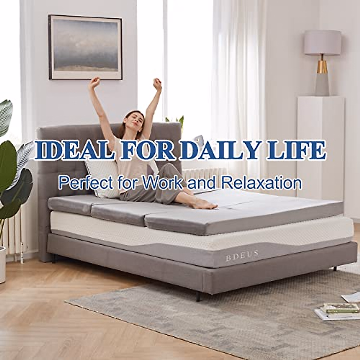 SINWEEK Full Tri Folding Mattress with Storage Bag Foam Topper 4" Thickness Floor Cot Mattress, Guset Bed with Removable&Machine Washable Cover and Lining, CertiPUR-US Certified, Full 54 x 75 Inch