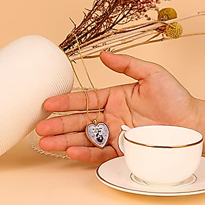 Drawelry Personalized Photo Memorial Necklace Customized Picture Pendant With Angel Wings Sterling Silver Snake Chain for Women Men Heart Memory Necklace Jewelry Gift for Anniversary Loving Memory