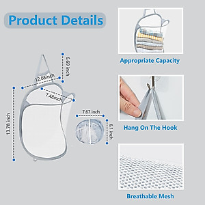 ATCYMI Hanging Laundry Hamper 2 Pack Mesh Laundry Basket Foldable Hamper Collapsible Dirty Clothes Hamper Wall Mounted Storage Bag (Gray)