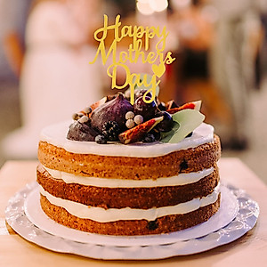 Happy Mothers Day Cake Topper,Horuhue 9Pcs Cupcake Toppers Cake Picks Acrylic Double-Sided Glitter Cake Decorations Birthday Party Supplies for Mom Wife (10)