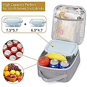 Insulated Lunch Bag for Women Men Work Lunch Pail Cooler, Reusable Thermal Soft Leakproof Lunch Box for Adult Office Lunch Tote Bag Fit Travel Picnic (Gray)