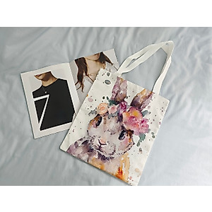 Cute Canvas Tote Bag for Women with Dog Design, Reusable Book Tote Lightweight Shopping Bag for Work Picnic Beach