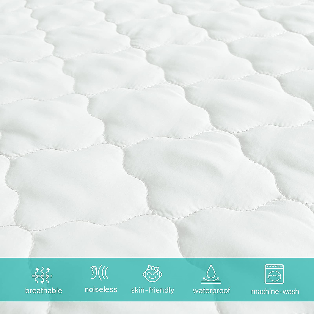 Pack and Play Mattress Pad Protector Waterproof, Pack and Play Sheets Quilted- 39" x 27" Fitted for Graco Playard | Mini & Portable Mattresses -Washable Ultra Soft Padding