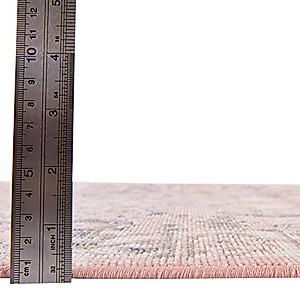 Unique Loom Whitney Collection Traditional Border Area Rug (8' 0 x 10' 0 Rectangular, Powder Pink)