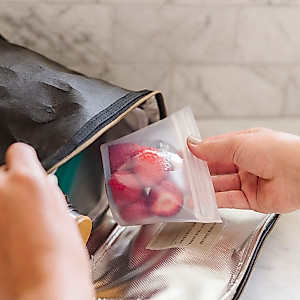 Zip Top Reusable Food Storage Bags | Short Cup [Teal] | Silicone Meal Prep Container | Microwave, Dishwasher and Freezer Safe | Made in the USA