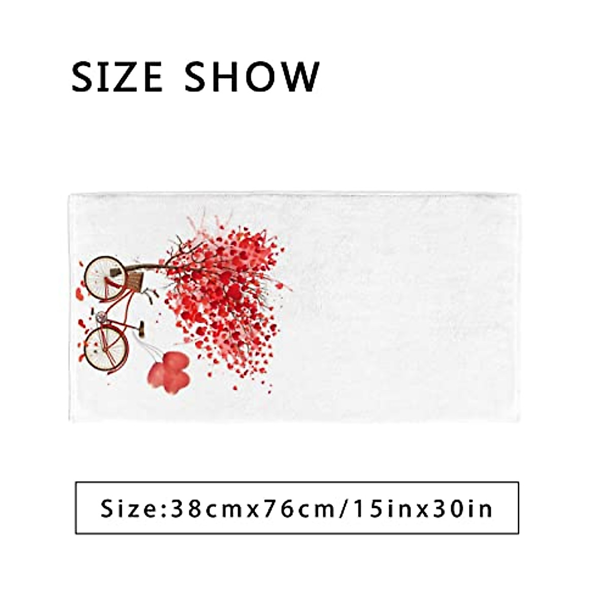 My Little Nest Red Bike with Heart Balloon Hand Towels Soft Bath Towel Absorbent Kitchen Fingertip Towel Quick Dry Guest Towels for Bathroom Gym Spa Hotel and Bar 30 x 15 Inch