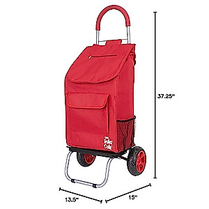 dbest products Trolley Dolly Red Foldable Shopping cart for Groceries with Wheels and Removable Bag and Rolling Personal Handtruck Standard