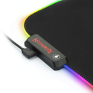 Redragon RGB LED Large Gaming Mouse Pad Soft Mat with Nonslip Base, XL Size with Stitched Edges for PC Gamer (31.5 x 11.8 x 0.16 inches)