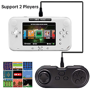 Handheld Games Console Built-in 2000 Classic Games 4 Inch Screen Retro Game Player Electronic Travel Games Support TV and 2 Players for Kids Adults