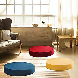 XIOU Thickened Bay Window Seat Pads, Soft Square/Round Chair Seat Cushion, Tatami Floor Linen Cushion, for Living Room, Dinning Room Chair (Round, Black,17.7x1.9in)