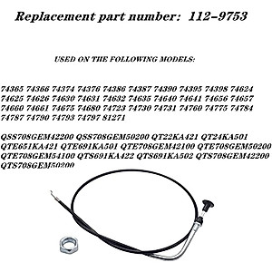 fascinatte 112-9753 Choke Cable for Toro SS5000,74365,74366,74374,74376,74386,74387 Timecutter Lawn Mower