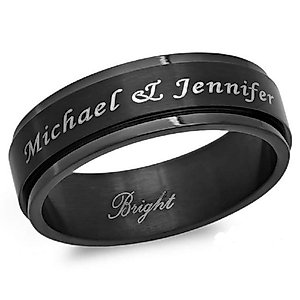 Forevergifts Free Engraving Both Sides - Personalized Stainless Steel Black Spinner Ring (7)