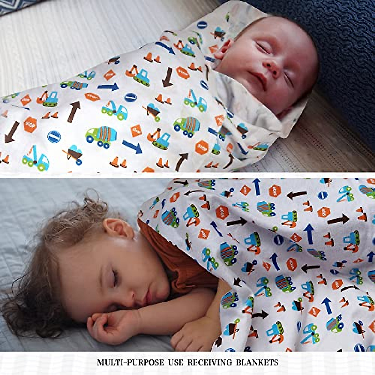 Omilion Receiving Blanket for Baby – 4 Pack – 30 inch x 30 inch – 100% Flannel Cotton - Mixed Patterned Designs – Includes Infant Washcloth 30 Pack