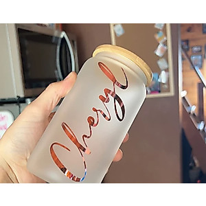 Grifil Zero Bridesmaid Gifts, Bridesmaid Proposal, Future Mrs, Customized Glass Tumbler, Frosted Glass Tumbler, Bamboo Lid Coffee Cup, Maid Of Honor Gift, Name and Title