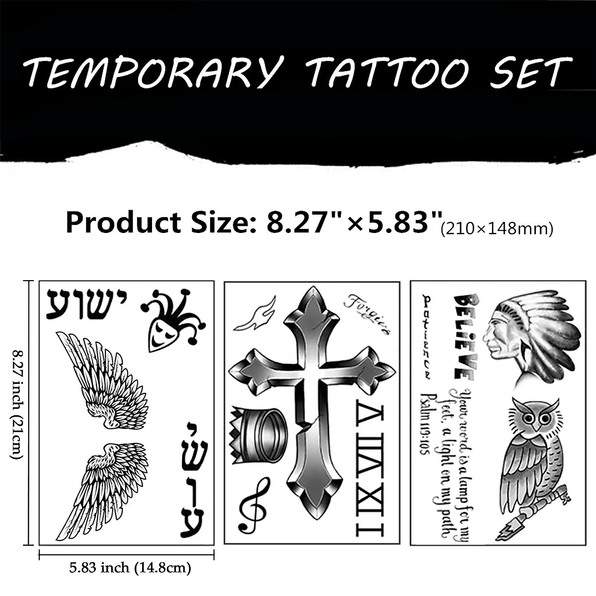 CARGEN Celebrity Life-Size Temporary Tattoos - Realistic Singer J.B Life-Size Temporary Tattoo Chest Back Arm Face Sleeves Fake Tattoo Stickers for Fans for Men Women for Boys Girls for Concert Party