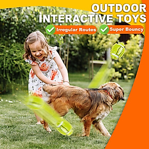 GHOBROFY 4.3” Dog Squeaky Football Toys 4 Pack, Interactive and Durable Spiky Dog Balls for Medium Large Dogs with Rugby Shape, Built-in Squeaker for Teeth Cleaning and Training